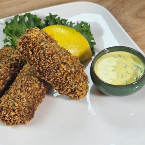 Easy vegan fried fish, crispy outside, soft and juicy inside; addictive!