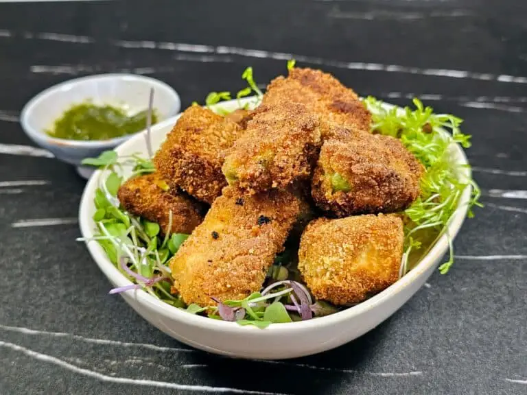 Avocado Matcha Wasabi Nuggets Served With Micro Leaves