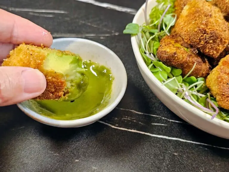 Avocado Matcha Wasabi Nuggets Served With Micro Leaves